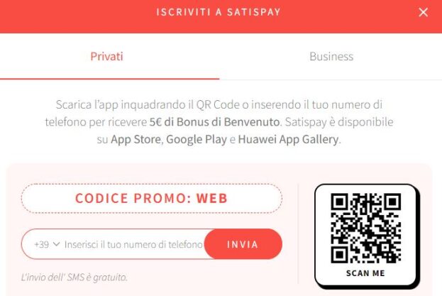 Bonus Satispay: come avere 5, 10, 20 o 50 euro di benvenuto