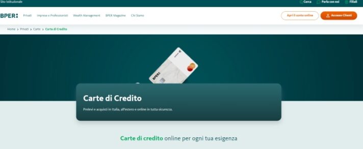 Carta di Credito BPER Banca: tipologie, limiti e costi