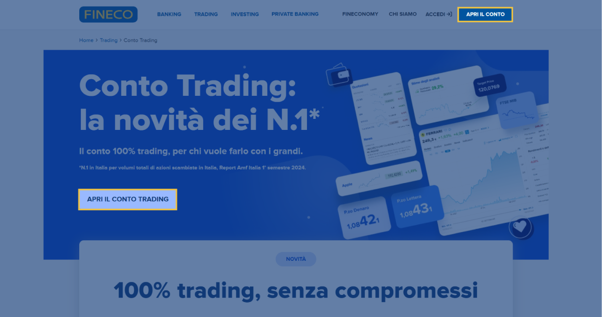 Codice promo Fineco: 100 ordini di trading gratis