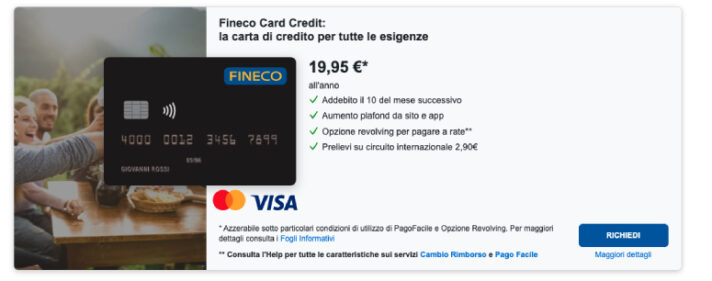 Carte di credito Fineco: confronto costi, plafond e requisiti