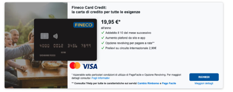Carte di credito Fineco: confronto costi, plafond e requisiti